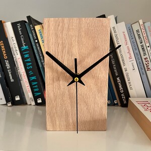 Handcrafted Minimalist Oak Wood Desk Clock – Modern Wooden Clock for ...