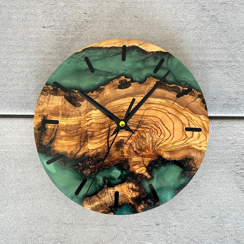 Resin Wall Clock and Wood - Etsy UK