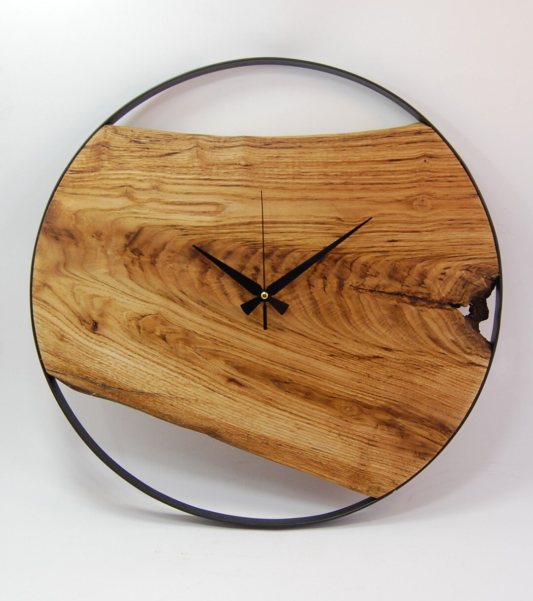 Handcrafted Chestnut Wood Wall Clock With Metal Frame - Etsy