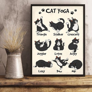 Cat Yoga Poster, Cat Yoga Poster, Cat Wall Art, Cat Poster, Yoga Print ...