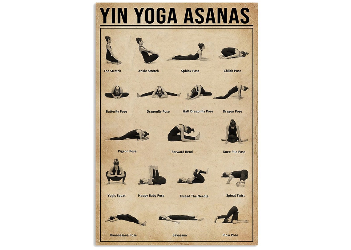 Yin Yoga Asanas Poster, Yoga Poster, Yoga Knowledge, Yoga Print, Yoga Poses Poster, Yoga Lover ...