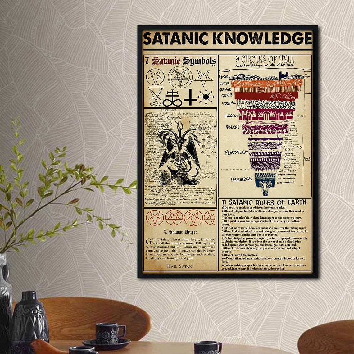 Satanic Knowledge Poster, Satanic Poster, Satanic Art Prints, 7 Satanic ...