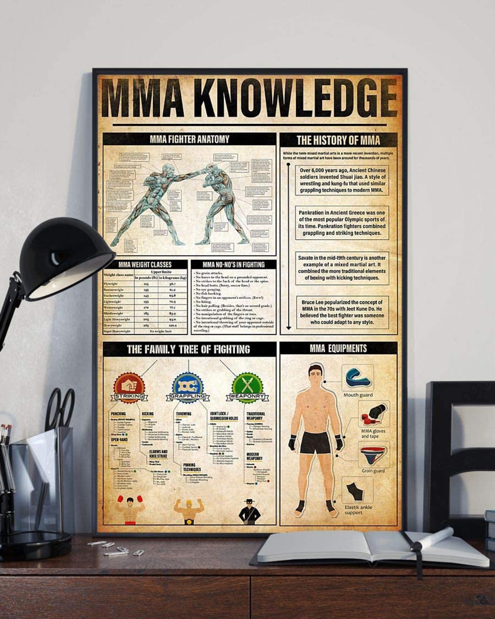 Mma Knowledge Poster Mma Fighter Anatomy Poster Mma Poster - Etsy