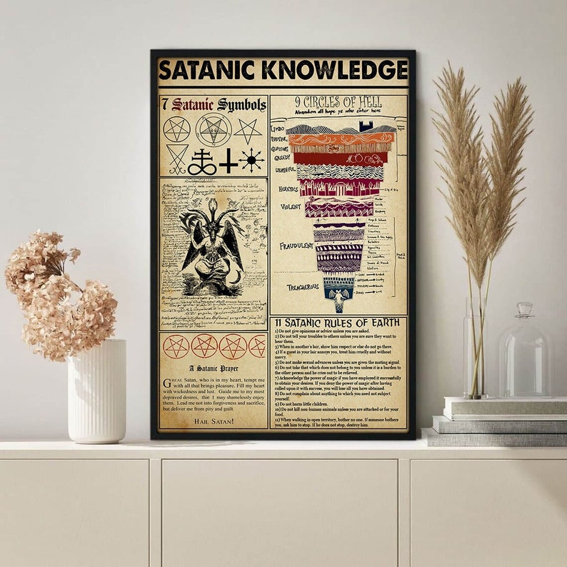 Satanic Knowledge Poster, Satanic Poster, Satanic Art Prints, 7 Satanic ...