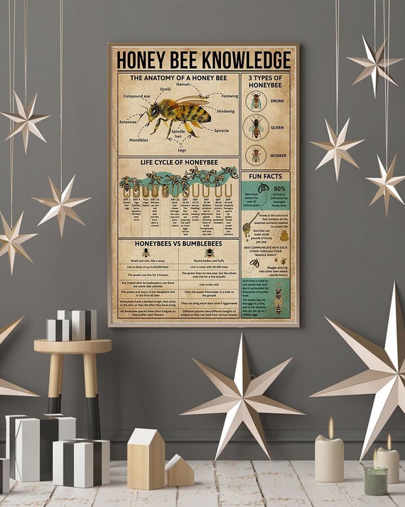 Honey Bee Knowledge Poster Honey Bee Knowledge Art Print | Etsy