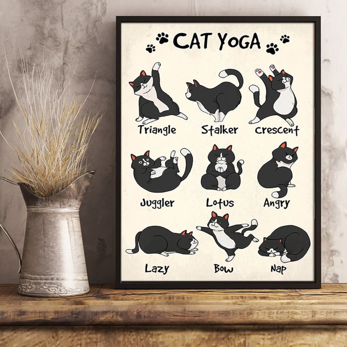 Cat Yoga Poster, Cat Yoga Poster, Cat Wall Art, Cat Poster, Yoga Print ...