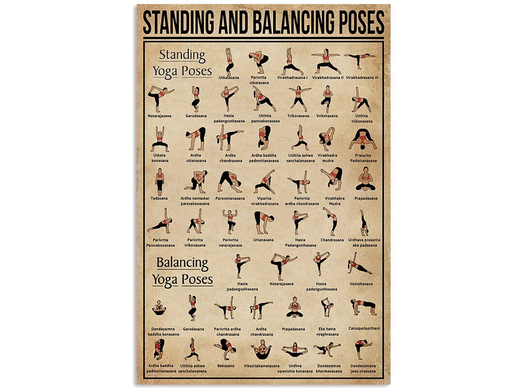 Póster de pie y equilibrio, póster de yoga, conocimiento de yoga ...