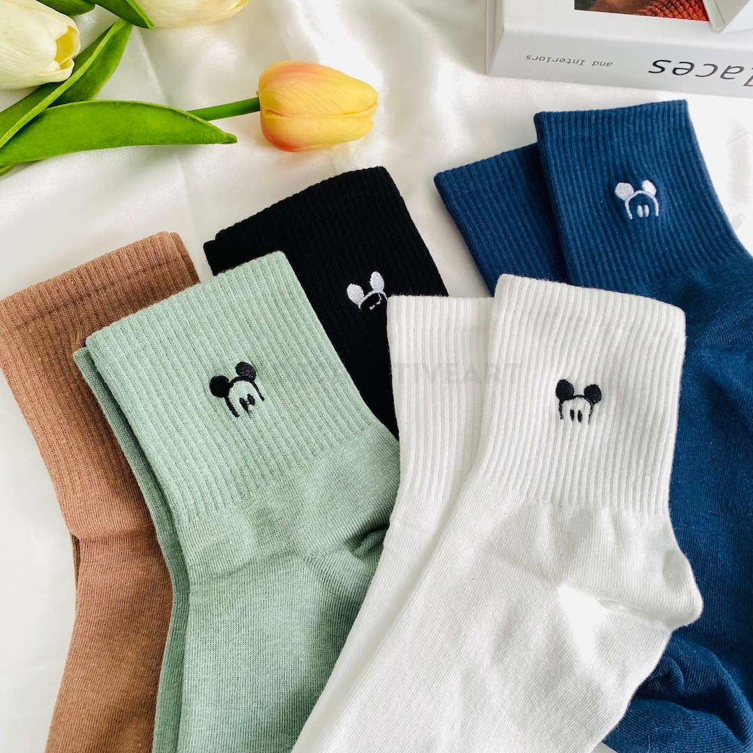 Cute Embroidered Mouse Socks, Cartoon Animal Sock, Mouse Patterned ...