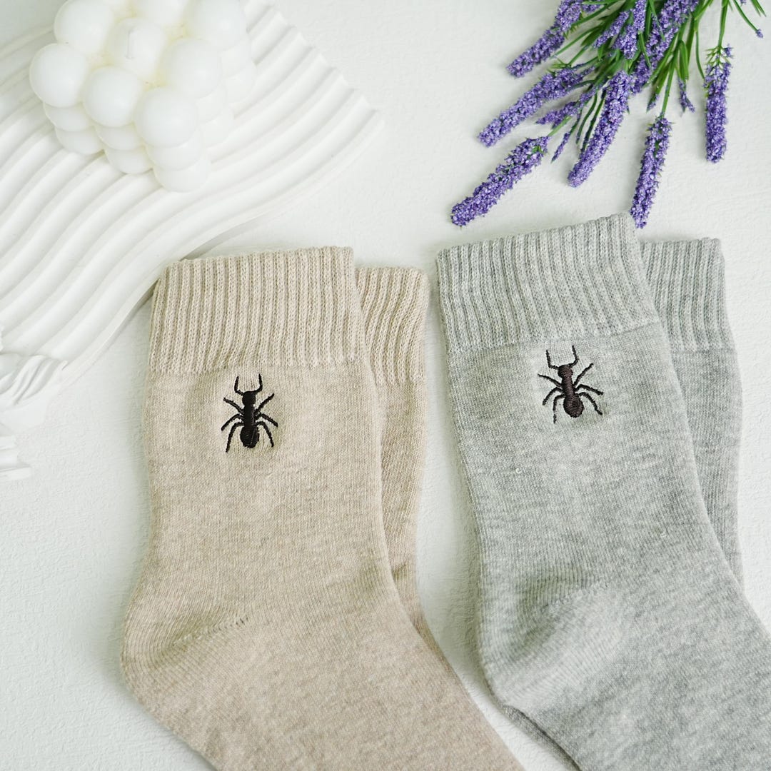 Embroidery Ant Embroidery Sock, Warm Mid-tube Socks, Autumn Winter ...