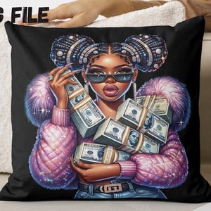 Girl With Money Stacks PNG Black Dope Girl Clipart Hustler Woman Png ...