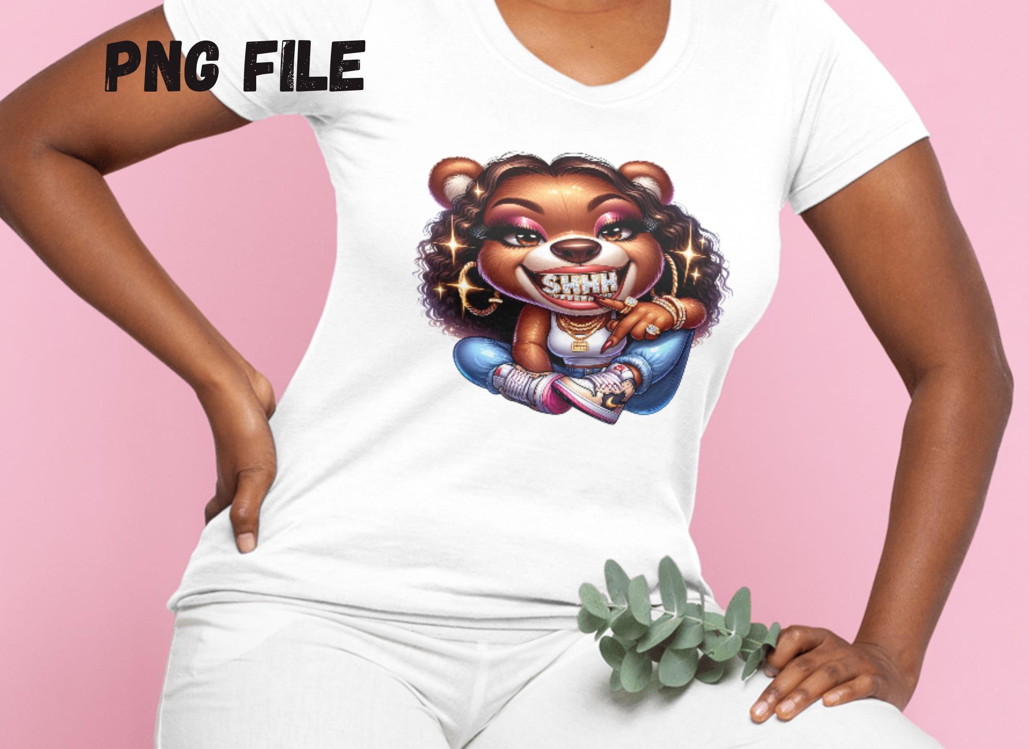 Hip Hop Bear PNG Shhh Be Quiet Png Funny Bear Clip Art for Shirts ...