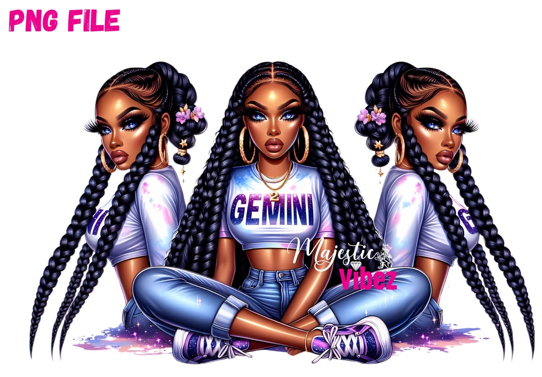 Gemini Girl Clip Art Gemini Zodiac PNG Gemini Astrology Urban Hip Hop ...