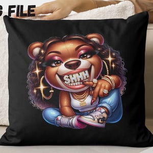 Hip Hop Bear PNG Shhh Be Quiet Png Funny Bear Clip Art for Shirts ...