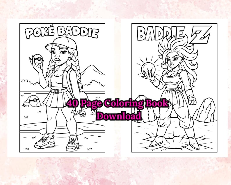 40 Baddie Multiverse Coloring Pages PNG Bundle Black Girl Cartoon ...