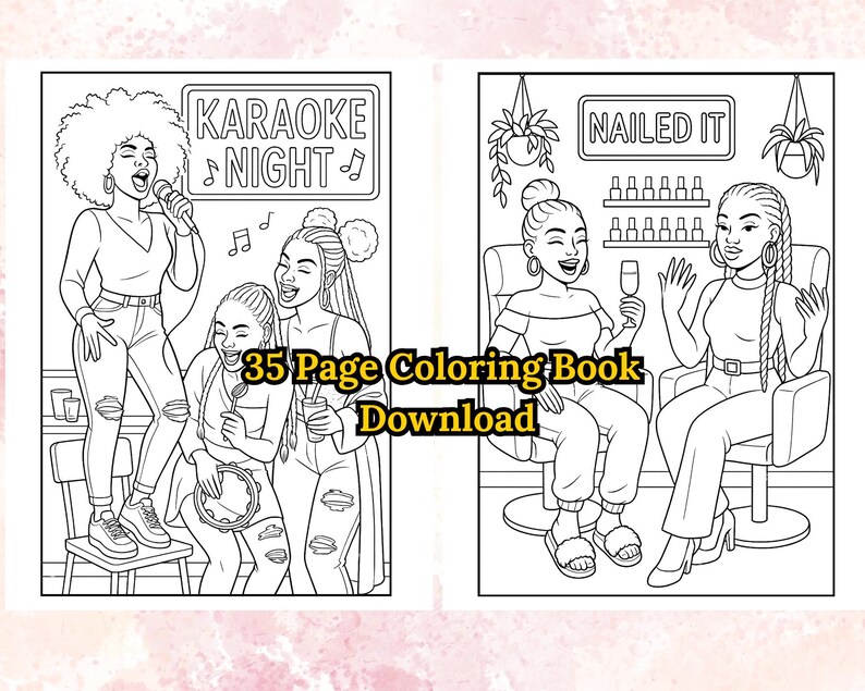 35 Black Girls Coloring Book Pages Color Me Besties Bold and Easy ...