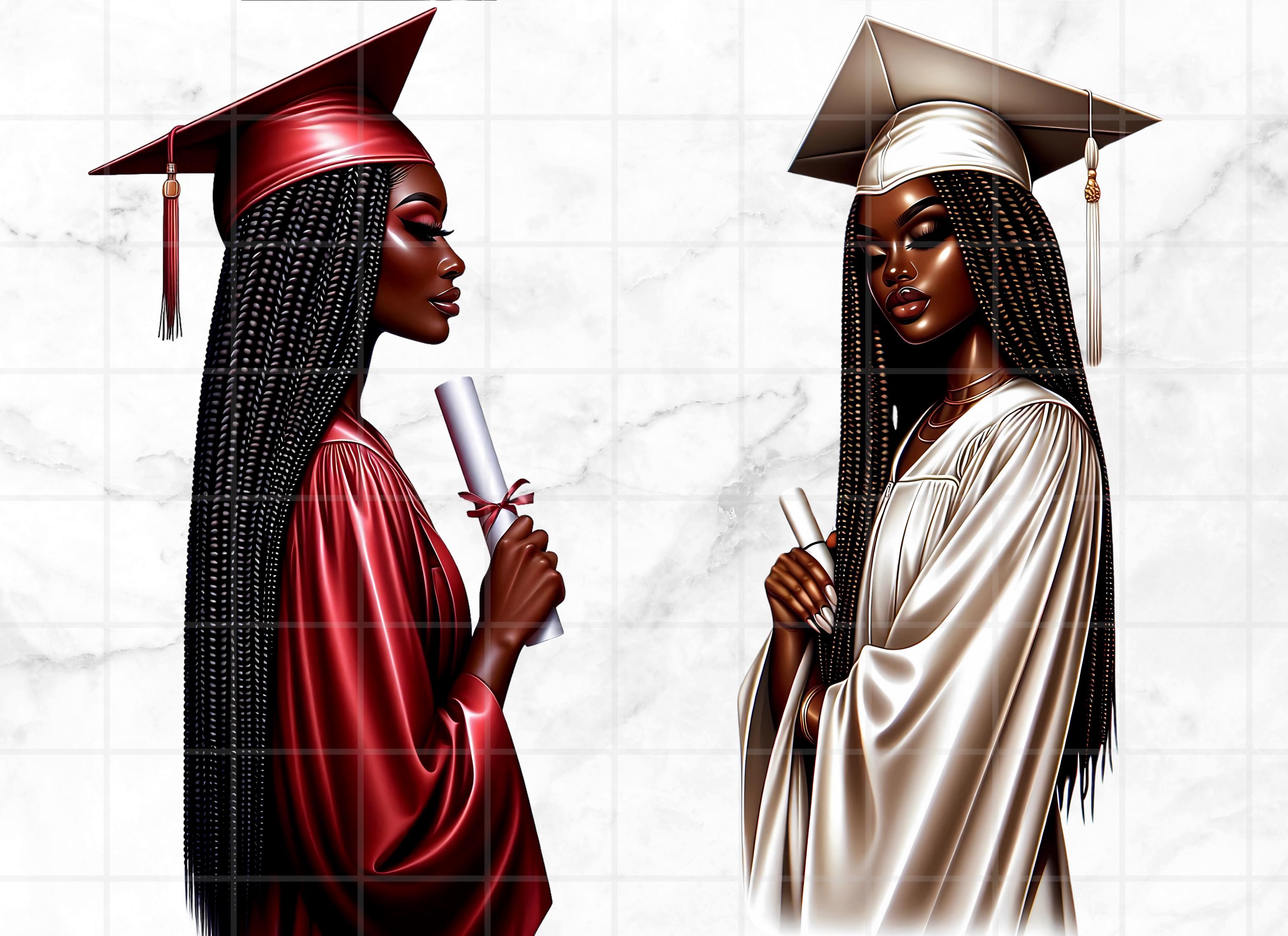 48 Black Girl Graduate Clipart Bundle Graduation Sublimation Png Afro ...