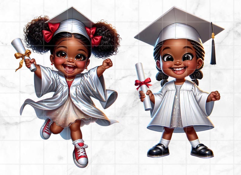 38 Black Girl Graduate Clipart Bundle Black Kid Graduation Sublimation ...