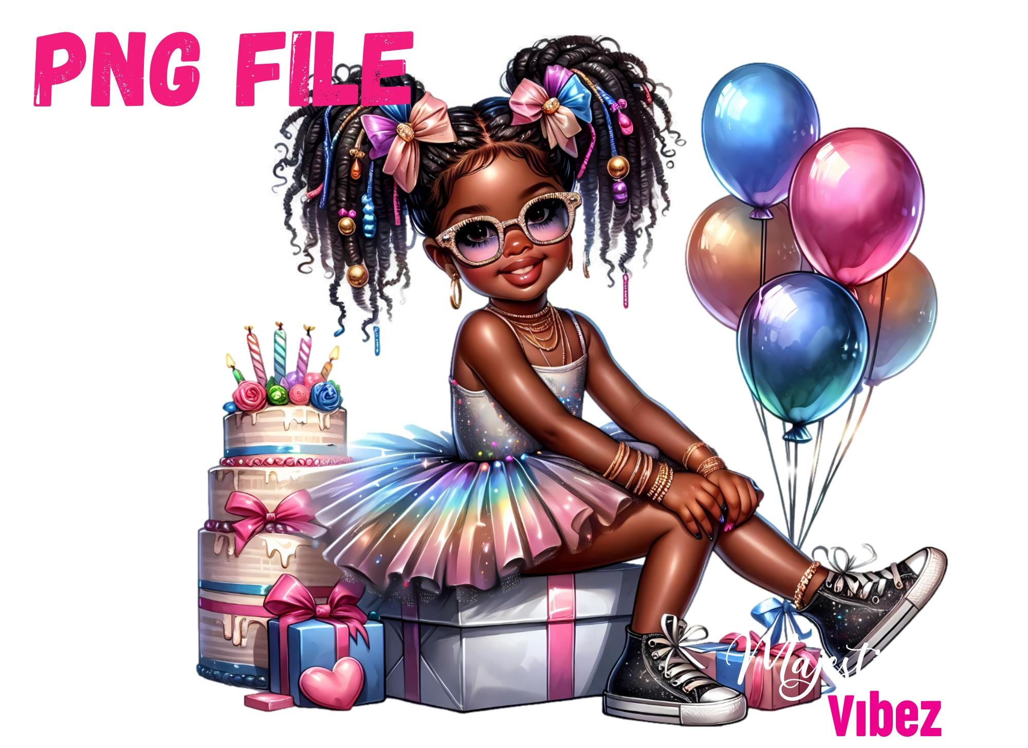 Black Birthday Girl Clipart Little Black Girl PNG Birthday Princess PNG ...