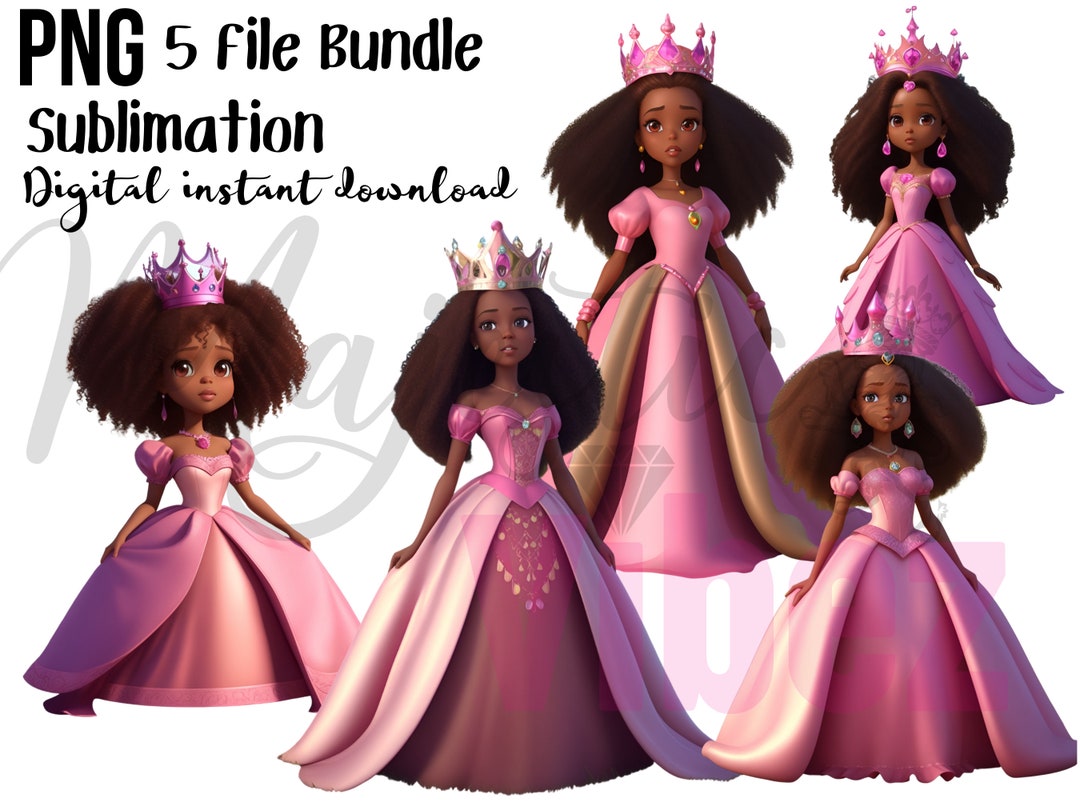 Black Princess Clip Art Curly Afro Hair Png Melanin Digital Download Queen Tumblers Planners