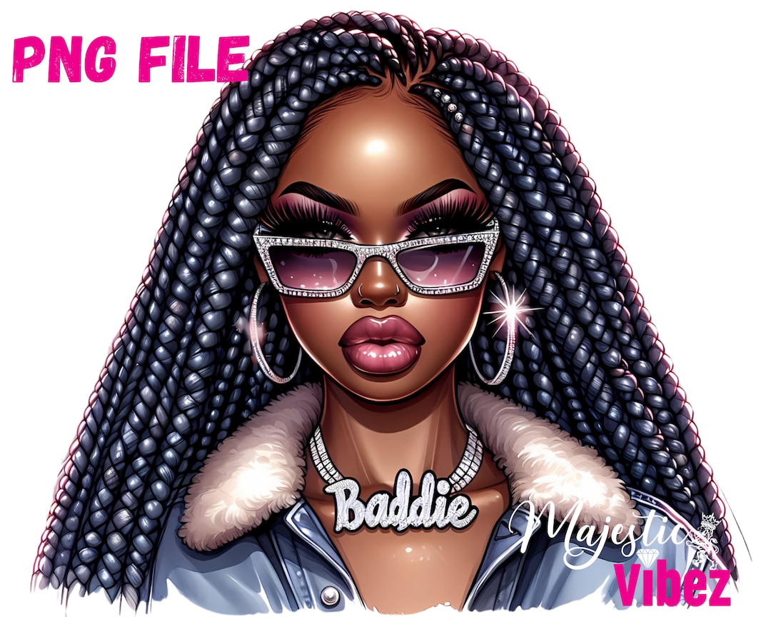 Beautiful Black Baddie Girl PNG Afro Girl With Braids Clipart Afro ...