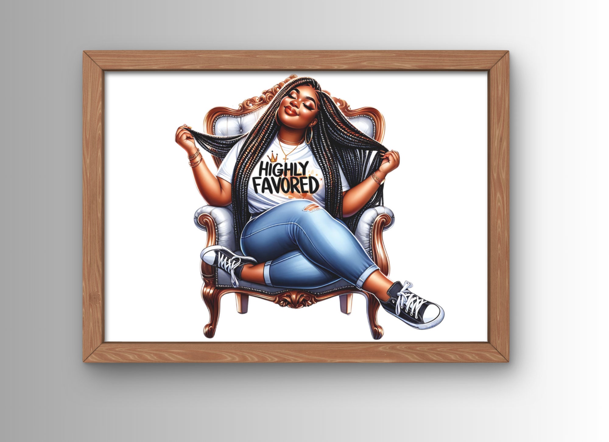 Highly Favored PNG Curvy Black Girl Clipart Plus Sized African American ...