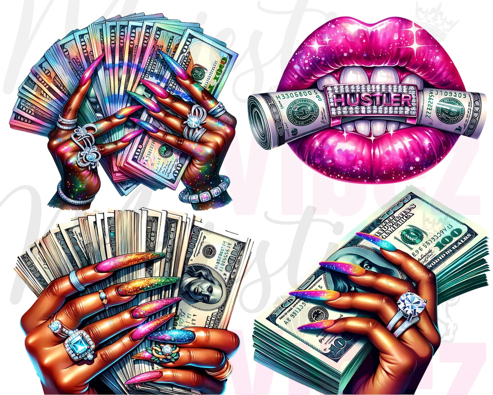 Money PNG Bundle Hustler Hands With Money Stack Clip Art Girl Boss Babe ...