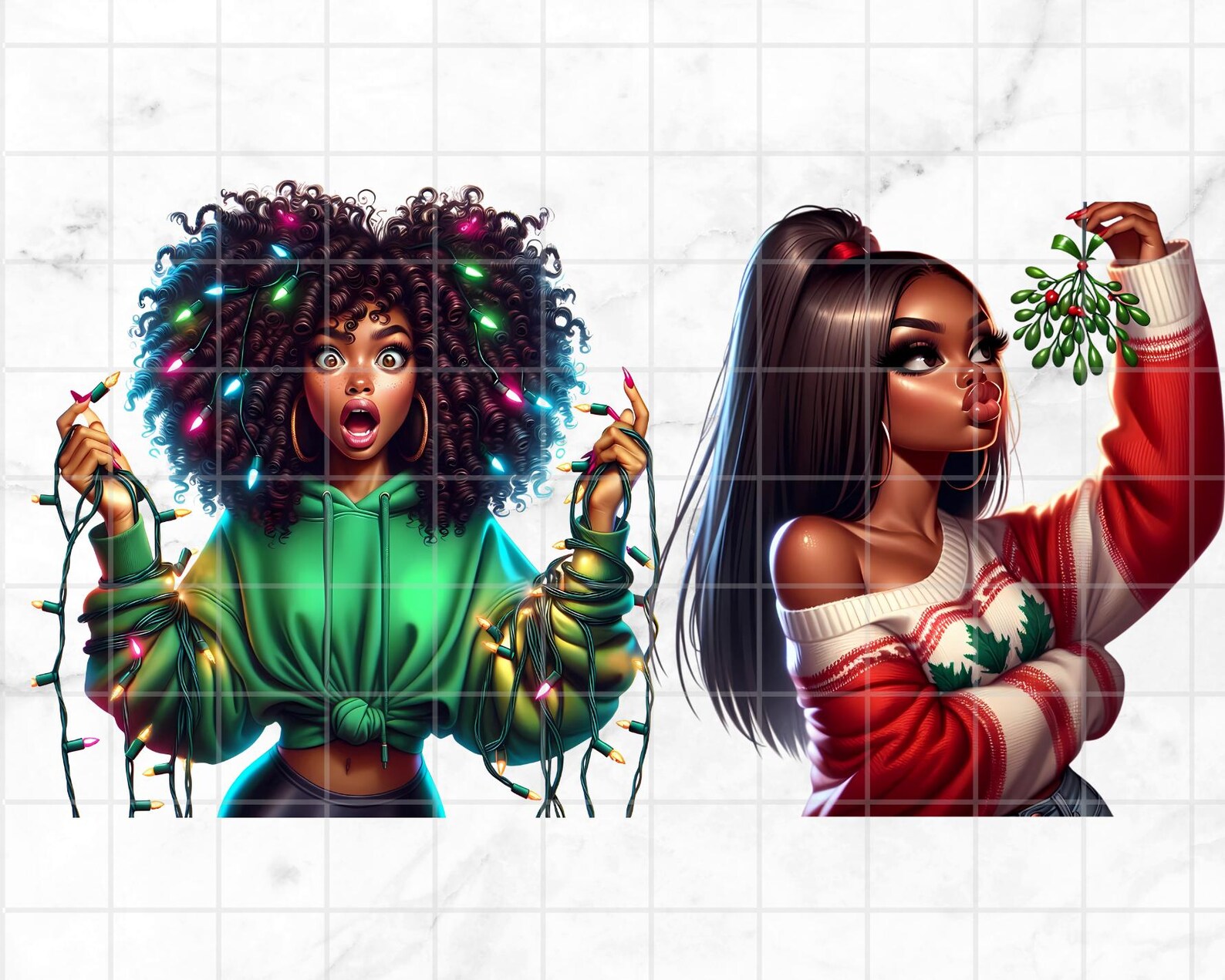 32 Sassy Black Girl Christmas Clipart Bundle PNG Holiday Attitude Funny ...