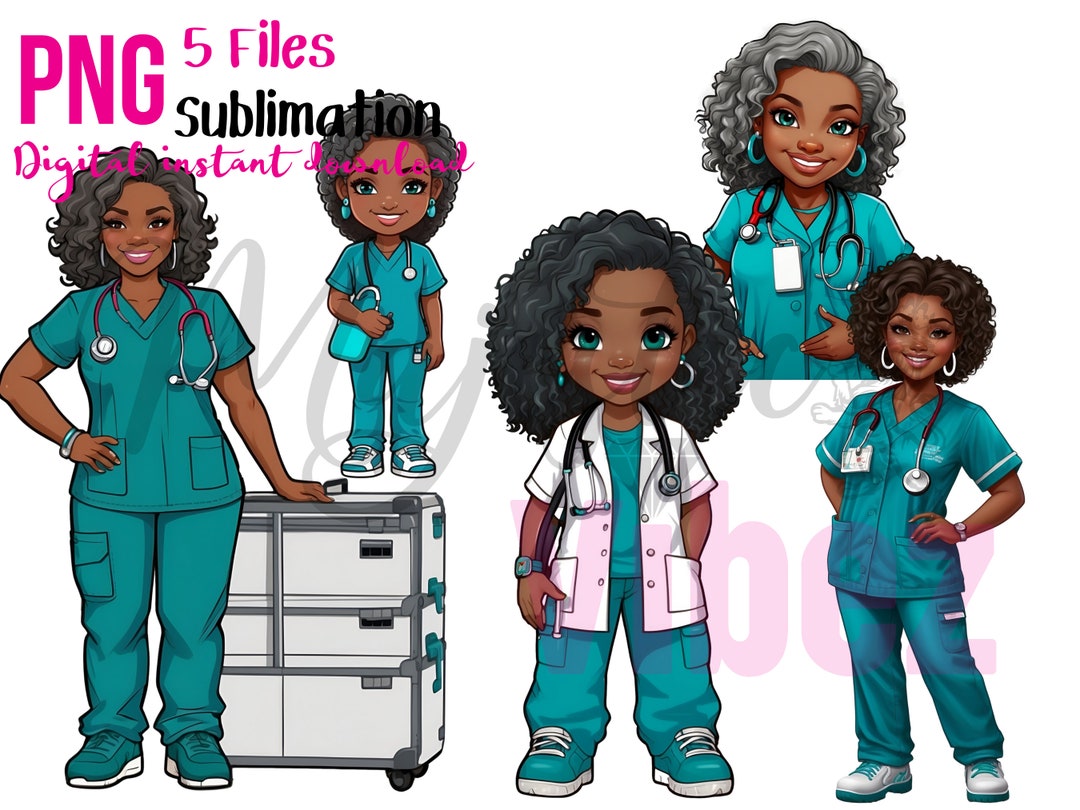 Black Woman Nurse Clipart Doctor Dentist Obgyn Veterinarian PNG Black ...