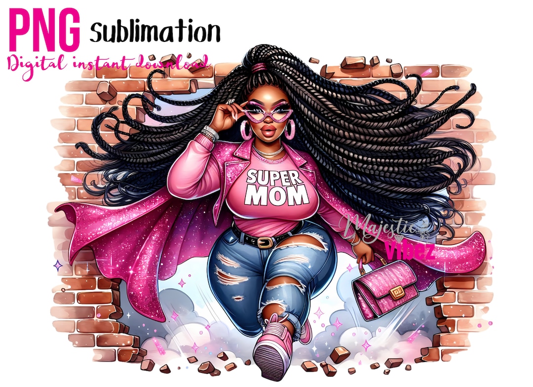 Super Mom PNG Black Supermom Clipart Mothers Day PNG for Mom Afro Queen ...