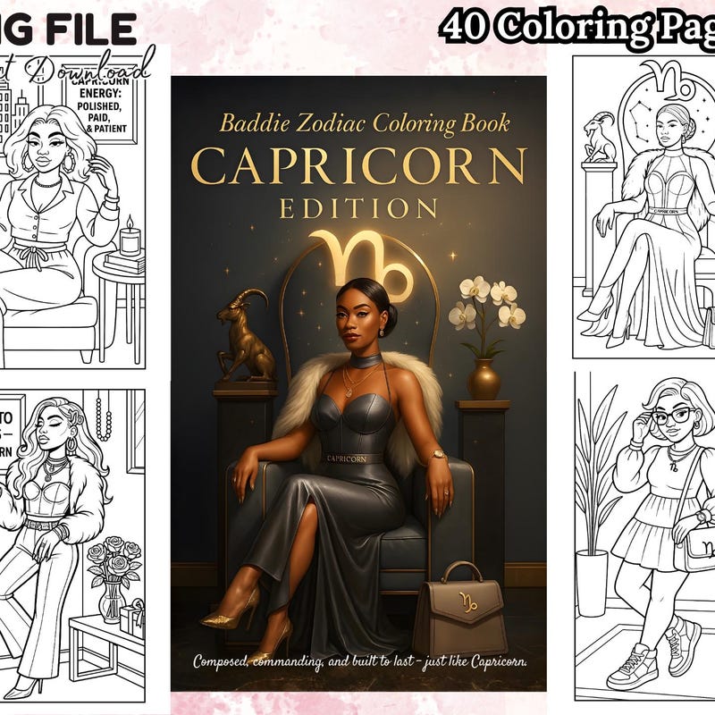 Capricorn Zodiac Coloring - Etsy