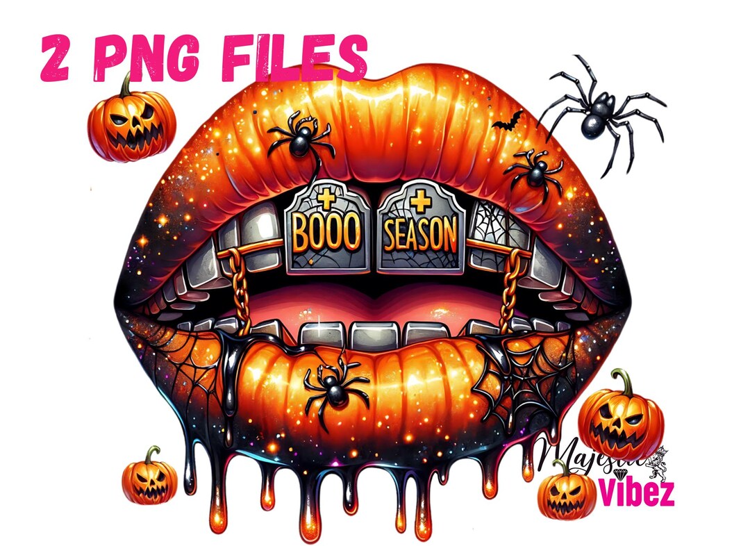 2 Halloween Lips Png Spooky Lips Clip Art Scary Spider Pumpkins Fall ...