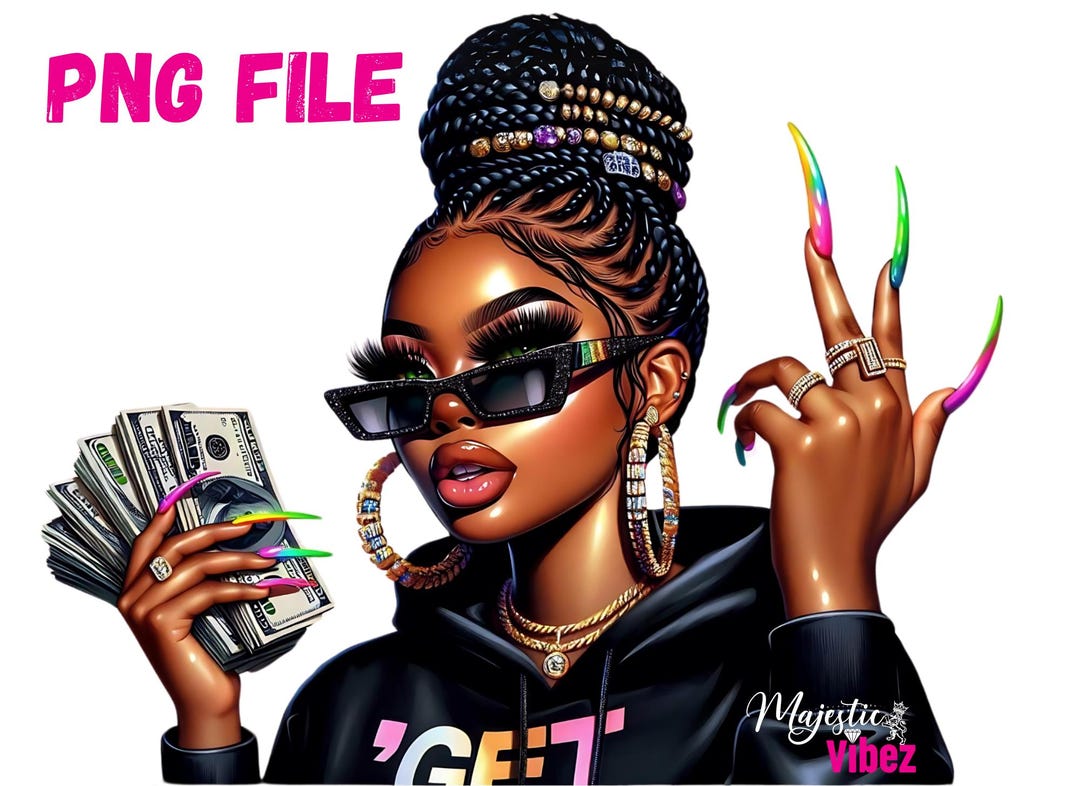 Black Girl With Money PNG Black Dope Girl Clipart Woman With Get Money ...