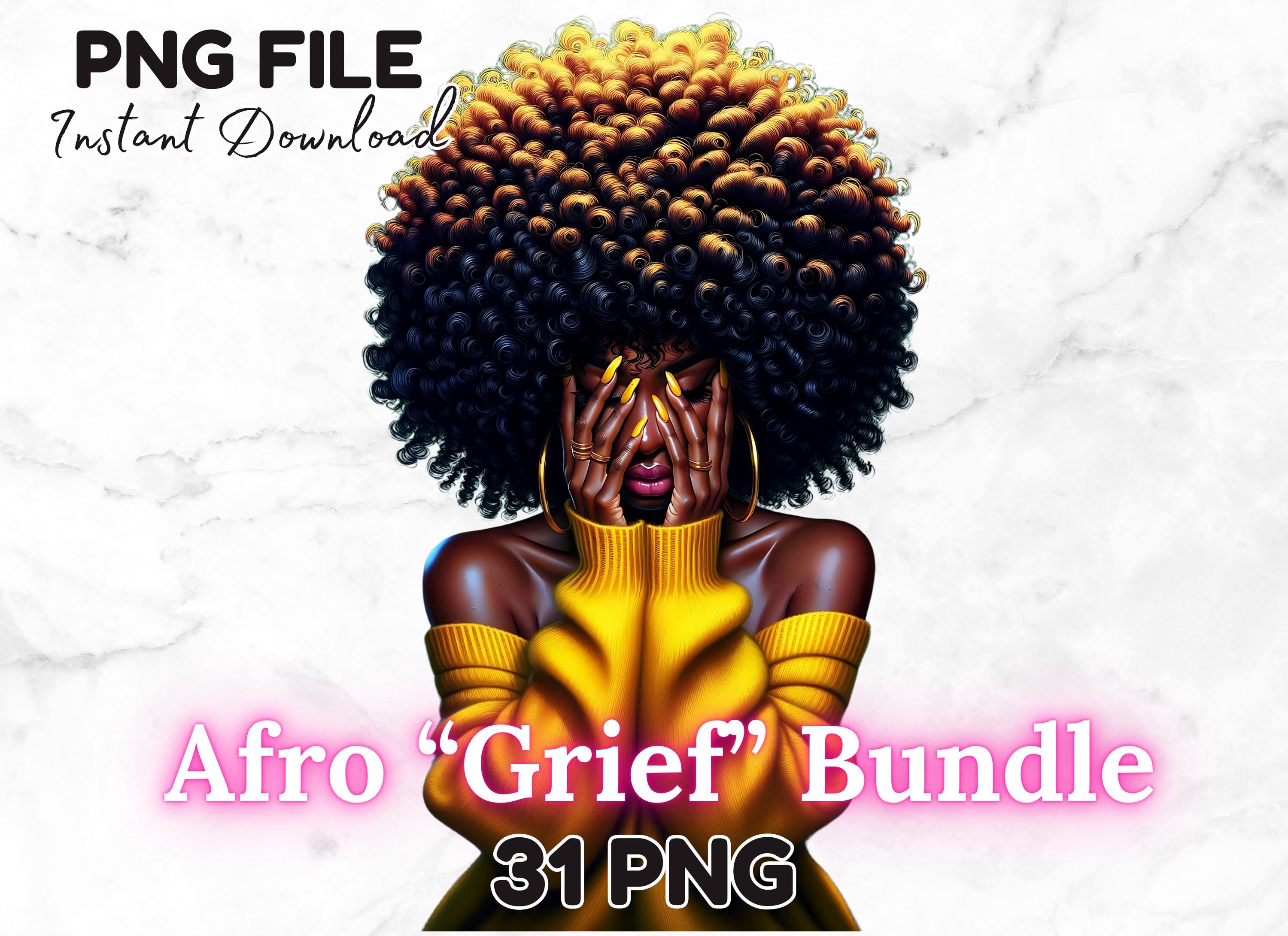 31 Black Afro Women Grief Png Bundle Sadness Clipart Black Girl Crying ...