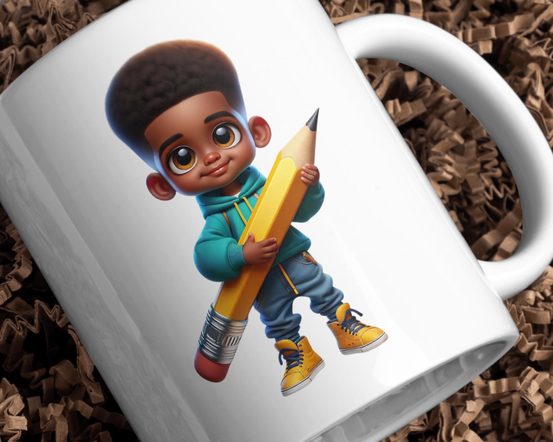 32 Back to School Boys Clipart African American Kids PNG Bundle With ...