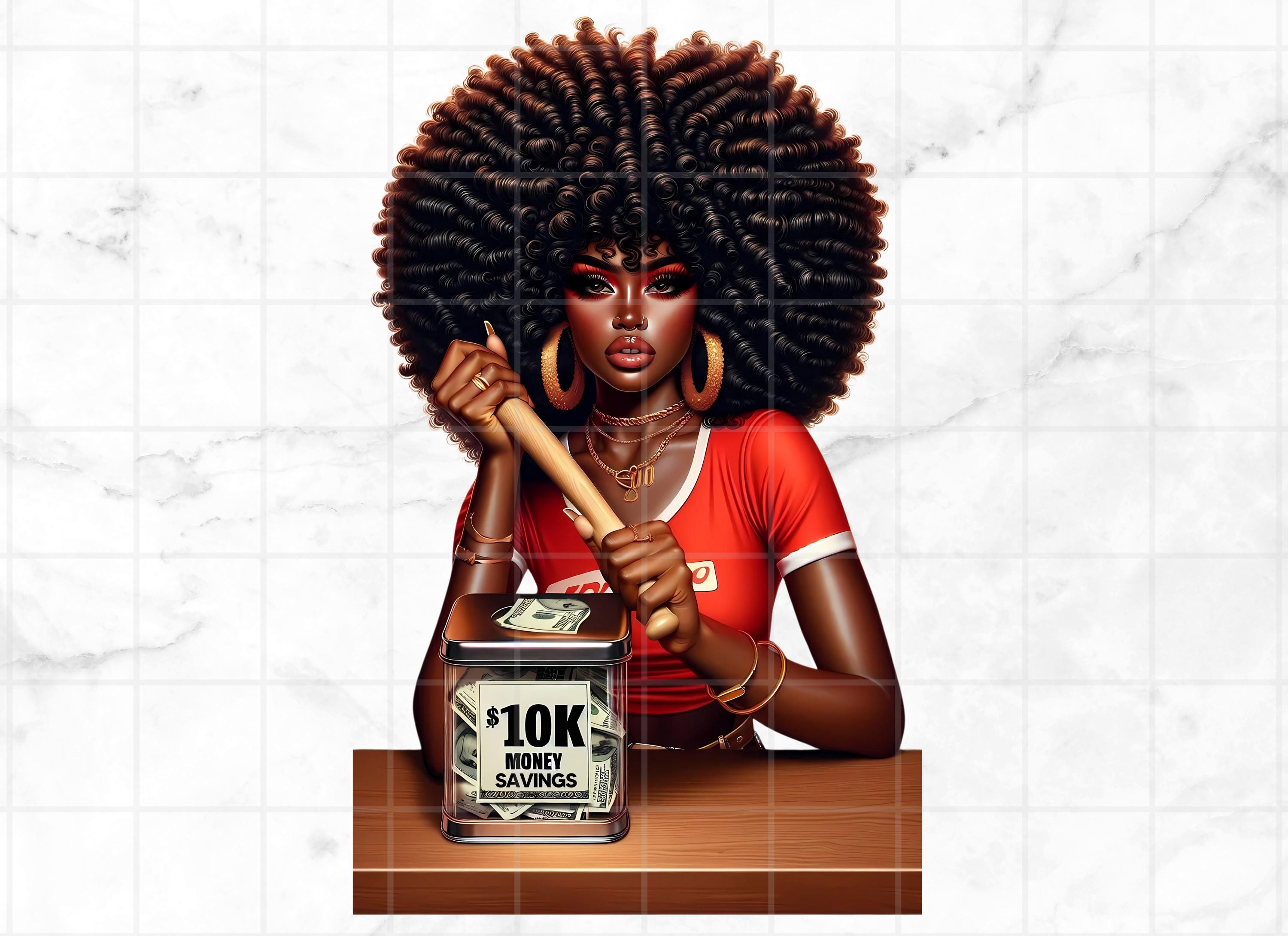 18 10K Smash Box Afro Girl PNG Bundle Hustler Girls Girl Boss Hustle ...