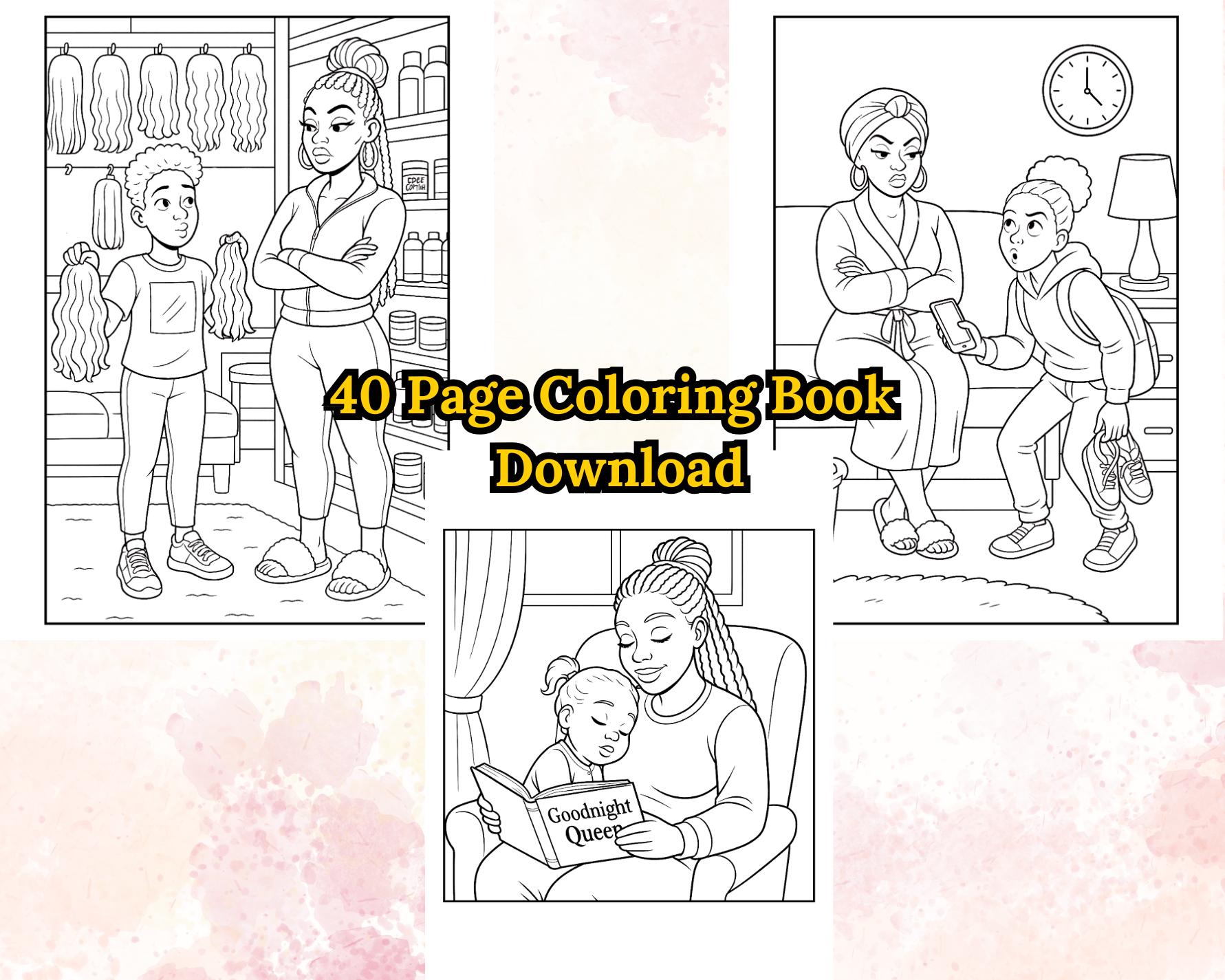 40 Black Mom Moments Coloring Pages Bold and Easy Girl Mom Afro Sassy ...