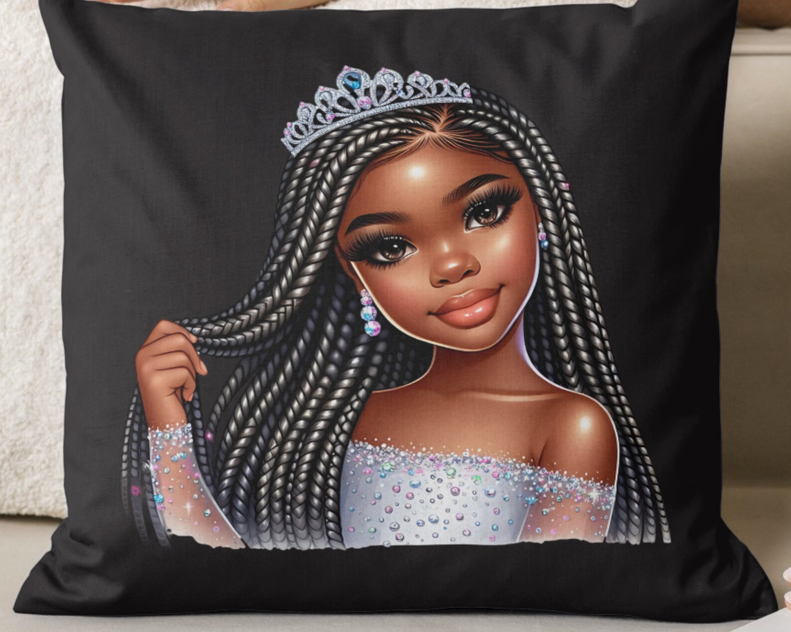 Black Princess Girl Clipart Little Black Girl PNG Black Girl With Crown ...