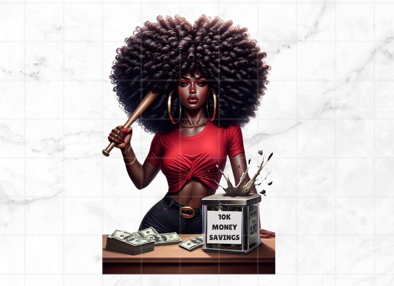 18 10K Smash Box Afro Girl PNG Bundle Hustler Girls Girl Boss Hustle ...