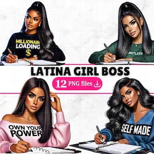 12 Latina Girl Motivation Clipart Bundle Empowerment Boss Babe Self ...