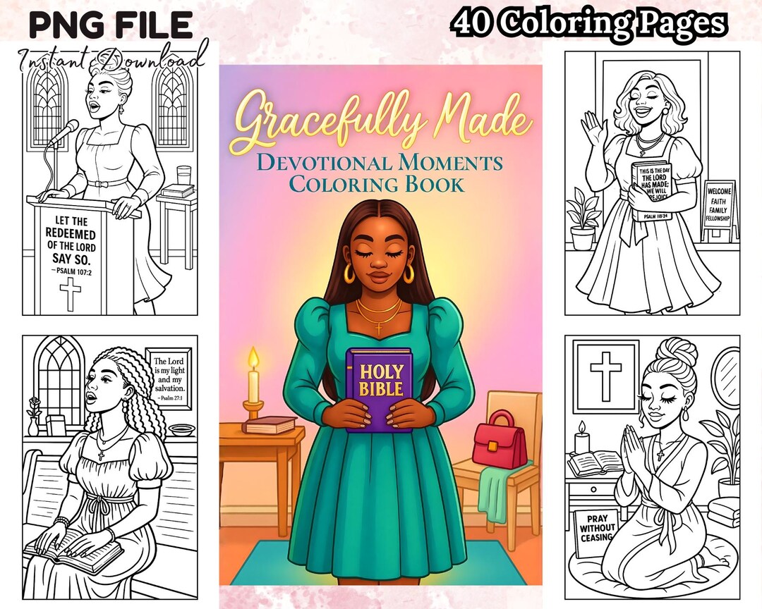 Black Girl Prayer Coloring Book Gracefully Made Bible Verses for Women ...