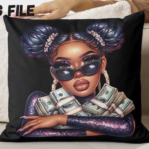 Girl Holding Money Stacks PNG Black Dope Girl Clipart Hustler Woman Png ...