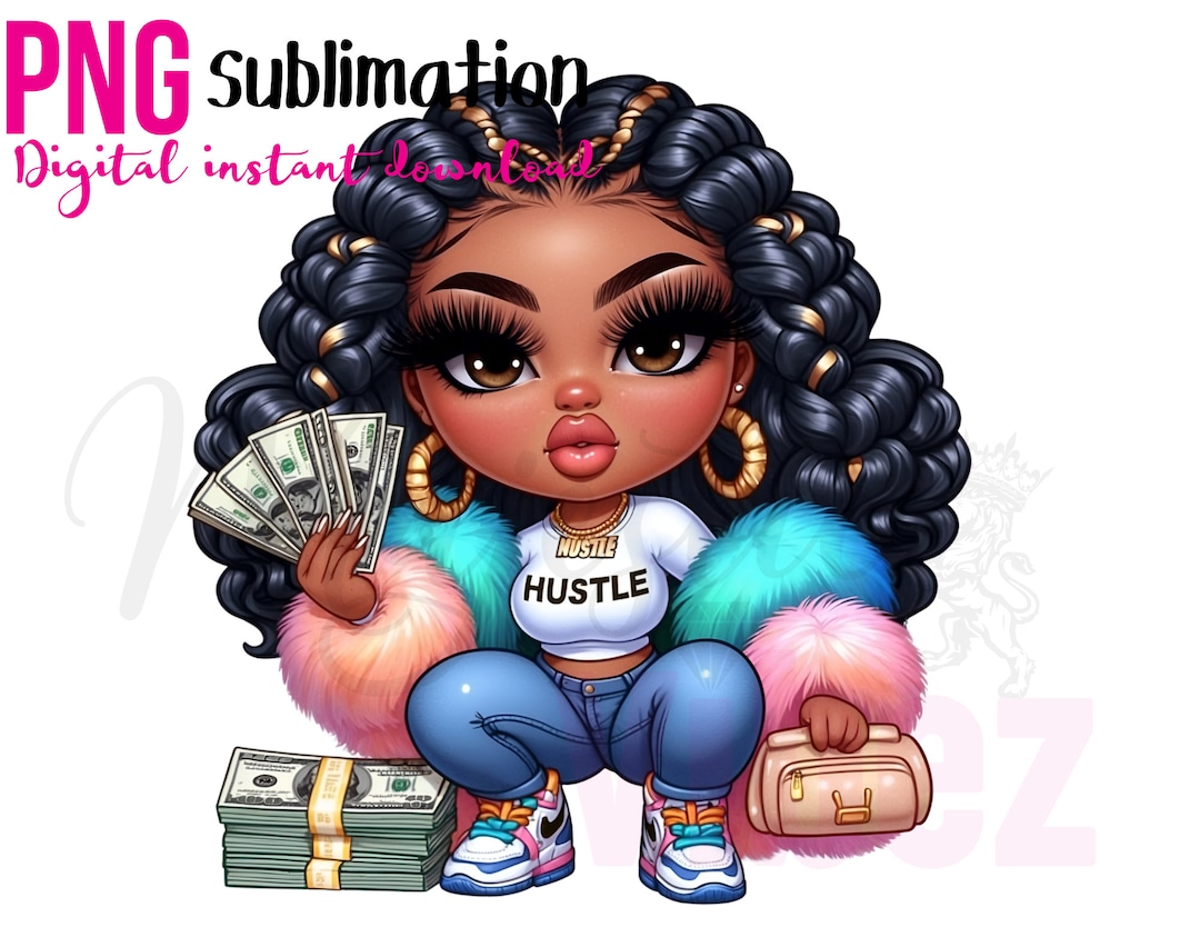 Chibi Girl With Money Clip Art Hustler PNG Hood - Etsy