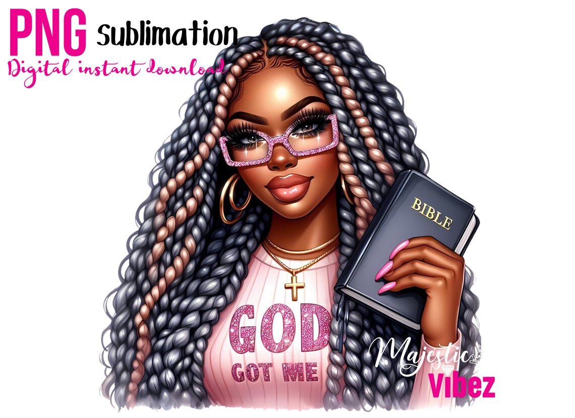 Blessed Black Girl PNG God Got Me Prayer Clipart Blessed Pray Girl With ...