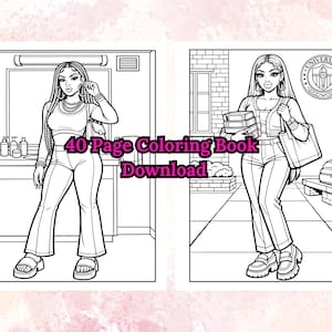 40 College Life Coloring Book Pages for Black Girls Baddie Dorm PNG ...
