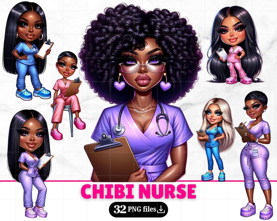 32 Chibi Nurse Clipart Chibi Women Png Nurse Stickers Planner Girls ...