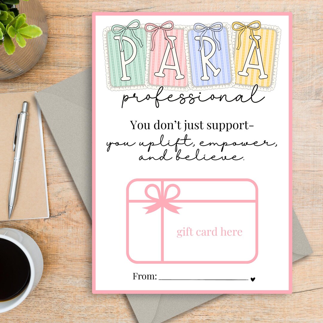 Paraprofessional Gift Card Holder: Elegant Coquette Style Thank You ...