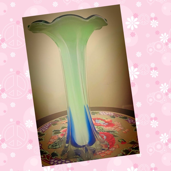 Teal Colored Glass Vase - Etsy