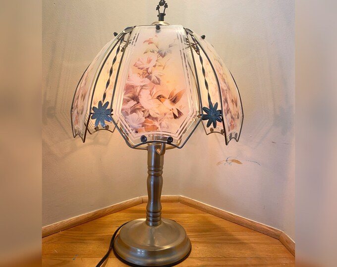 Exquisite Large Touch Lamp, Scenic Humming Bird Glass Shades - Etsy