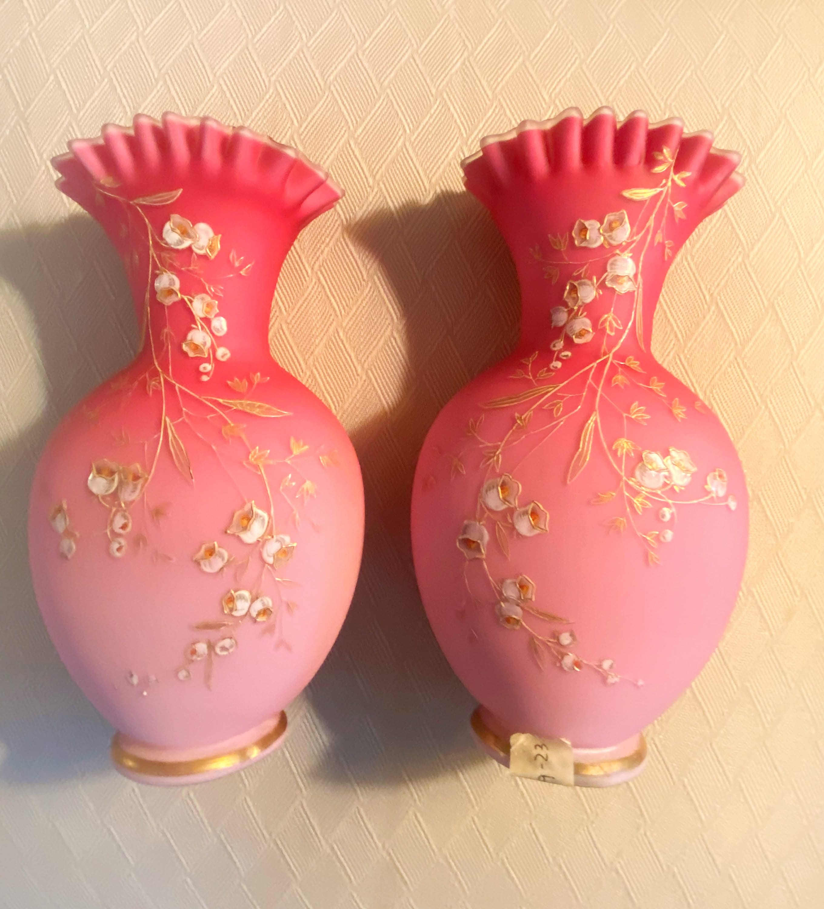 Antique Satin Cased Peachblow Glass Vase Pair Available - Etsy