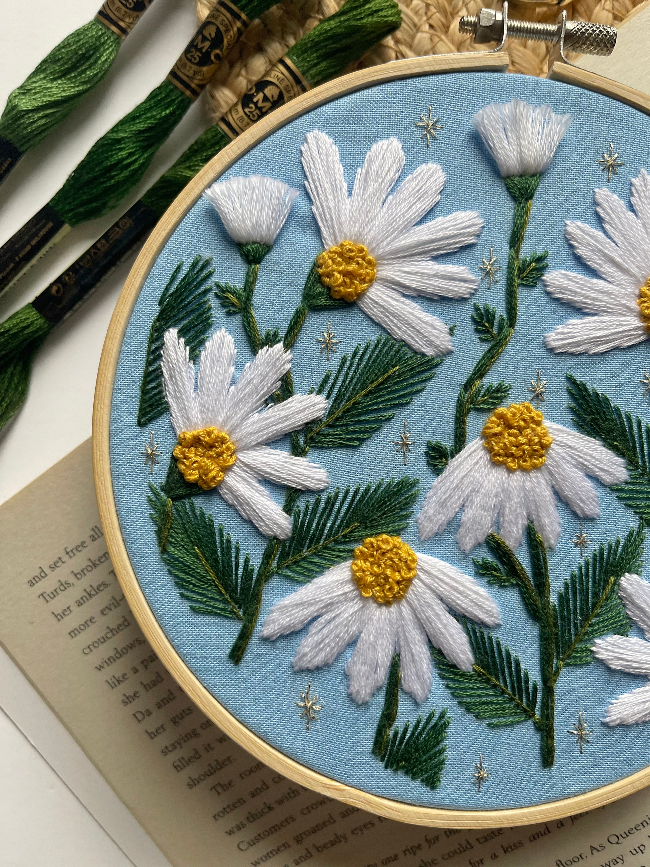 Daisy Embroidery Beginner Pattern PDF, Botanical Embroidery PDF Pattern ...